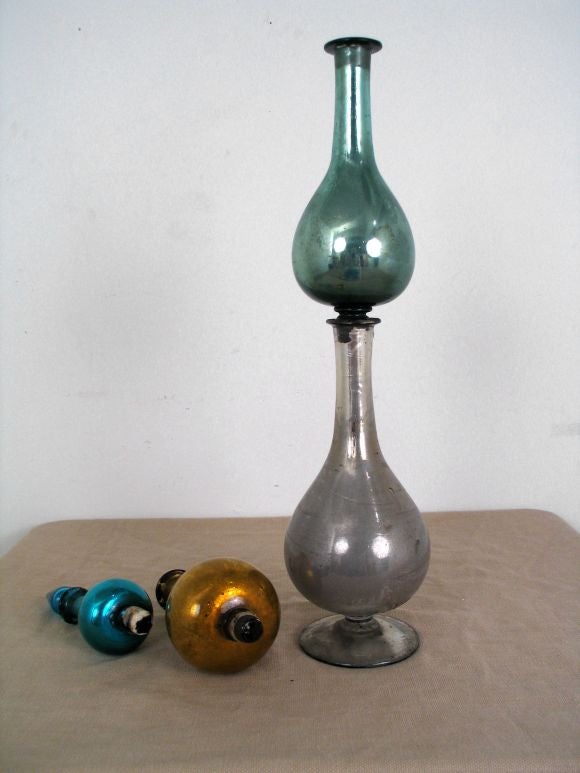 Mercury Glass Display Bottles at 1stDibs