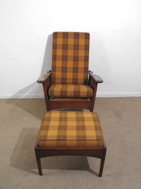 A Stained Oak Morris Chair and Ottoman at 1stDibs