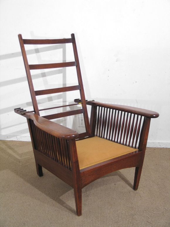 A Stained Oak Morris Chair and Ottoman at 1stDibs