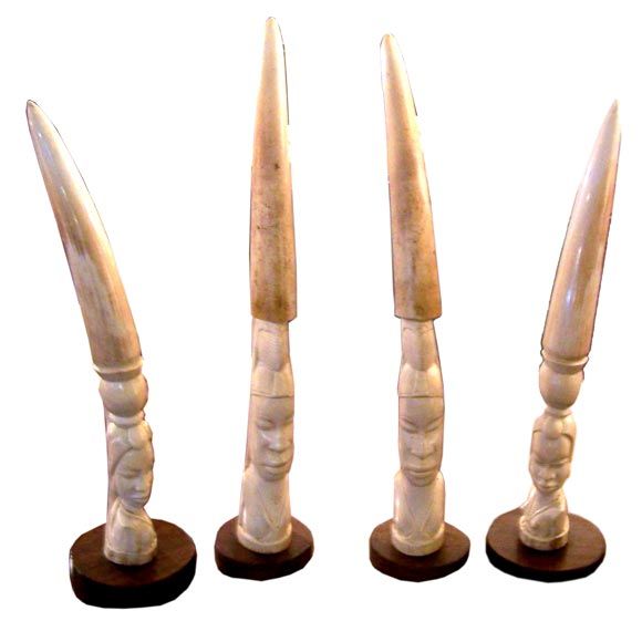 19TH C IVORY AFRICAN STATUETTES at 1stDibs