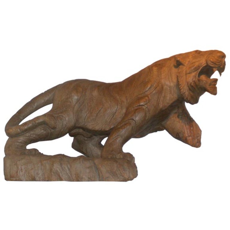 Carved Burmese Tiger For Sale at 1stDibs