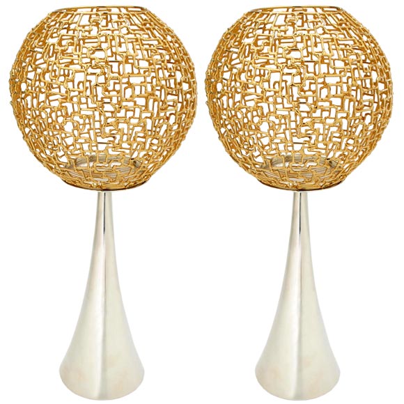 A Pair of Stuart Devlin Sterling Candlesticks at 1stDibs
