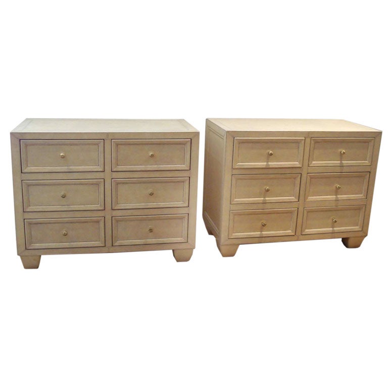 Pair of Leather Wrapped Chest of Drawers. at 1stDibs