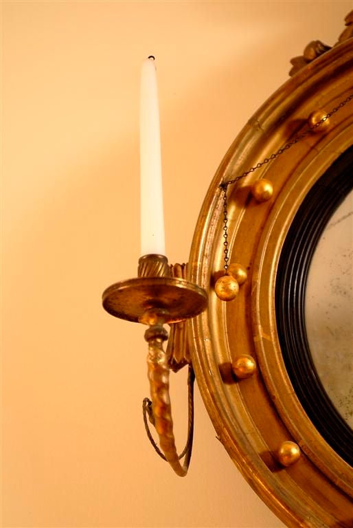 Regency Girondole Labeled Mirror with Candelabra and Eagle at 1stDibs