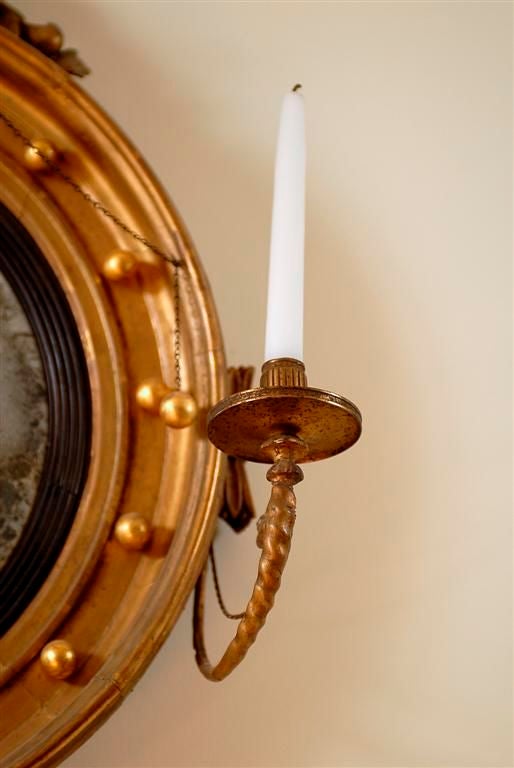 Regency Girondole Labeled Mirror with Candelabra and Eagle at 1stDibs