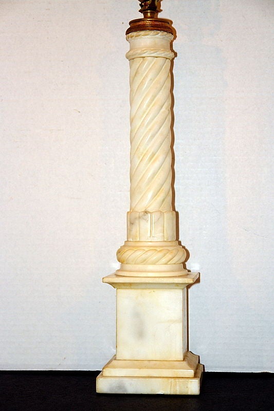 Single Column Alabaster Table Lamp at 1stDibs