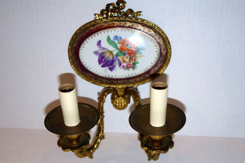Single 19th Century French Sconce with Limoges Porcelain Inset For Sale ...