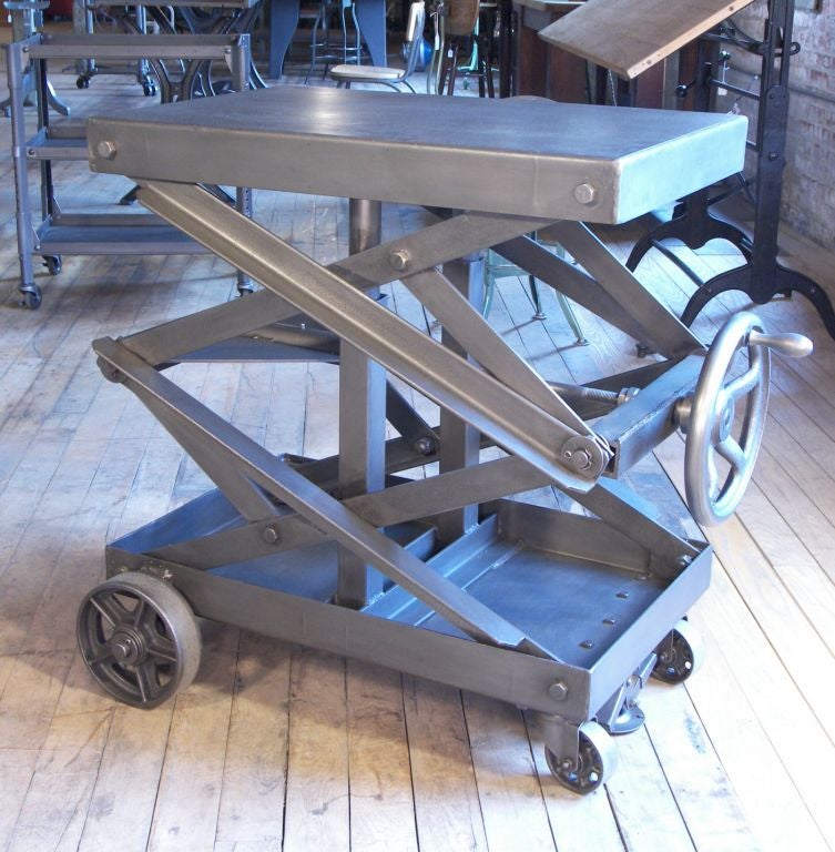 Industrial Adjustable Scissor Lift Table at 1stDibs | industrial ...