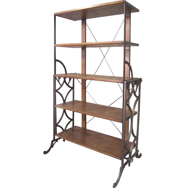 Adjustable Cast Iron and Wood Display Rack at 1stDibs