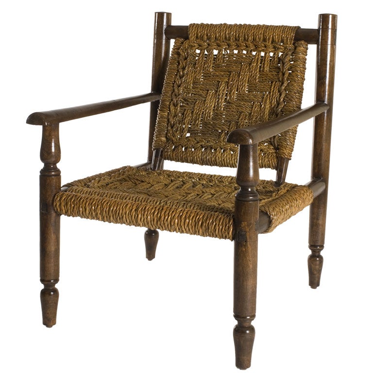 Rope and Oak Arm Chairs at 1stDibs