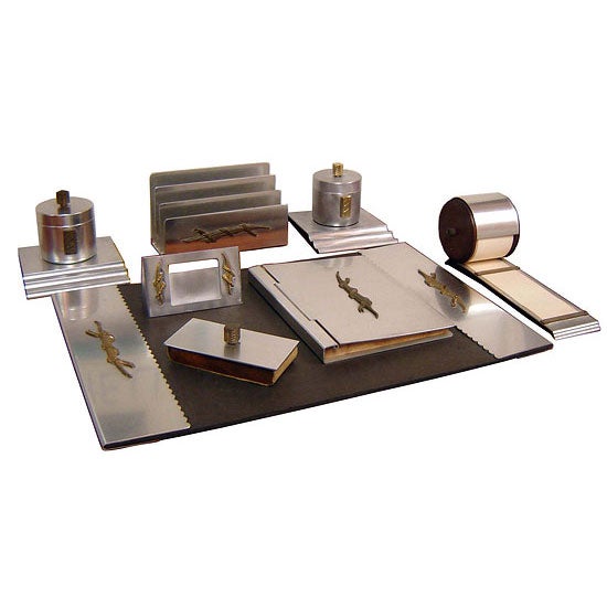 Lurelle Guild American Art Deco 7 Piece Desk Set at 1stDibs