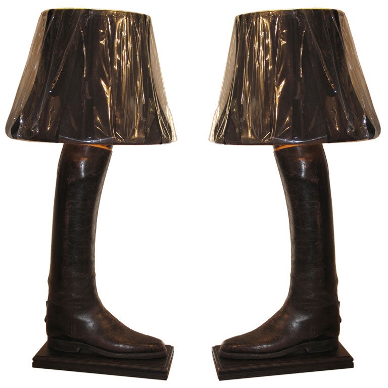 Pair of English riding boot lamps at 1stDibs