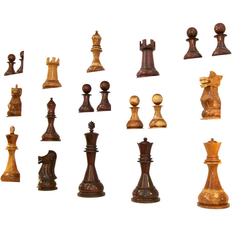 An Oversized Chess Set in Burled Wood at 1stDibs