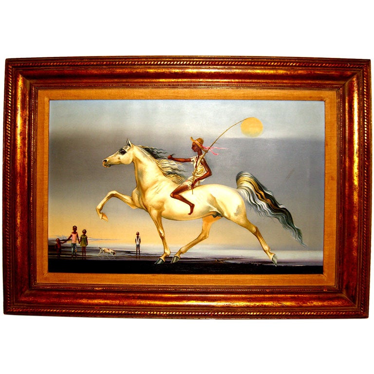 Ruth Ray Darien CT Surrealist oil on canvas Bayou Boy at 1stDibs