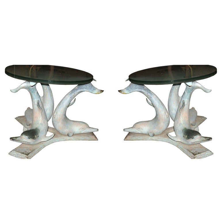 Pair of Bronze Dolphin Bases For Sale at 1stDibs