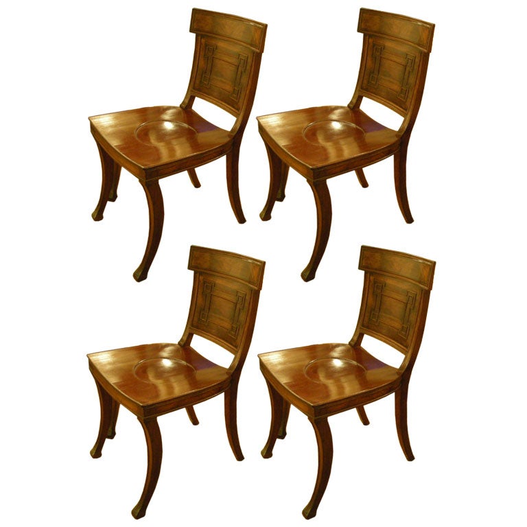 Two pairs of English Regency period hall chairs at 1stDibs
