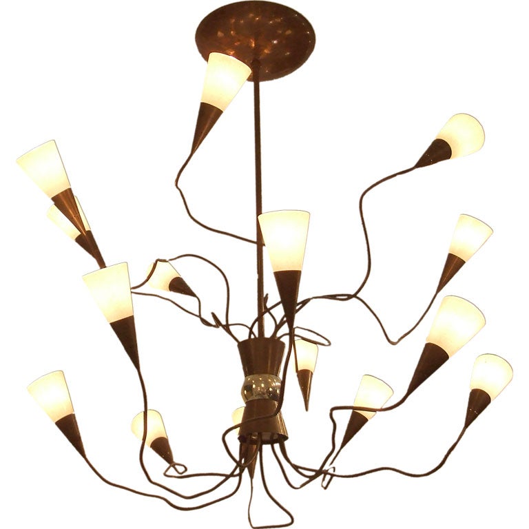 Copper multi arm chandelier at 1stDibs