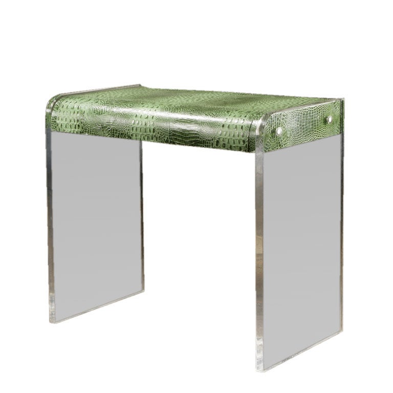 A Lucite Framed and Embossed Faux Alligator Skin Desk at 1stDibs