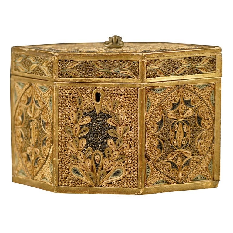 Hexagonal Rolled Paper Tea Caddy c. 1780 at 1stDibs