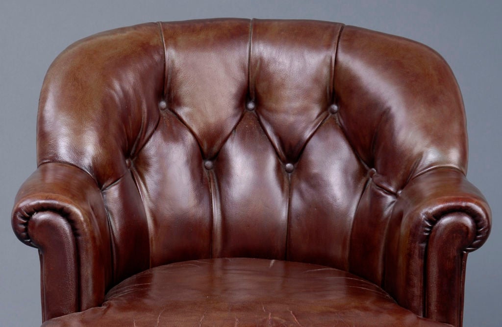 English Small Leather Club Chair at 1stDibs