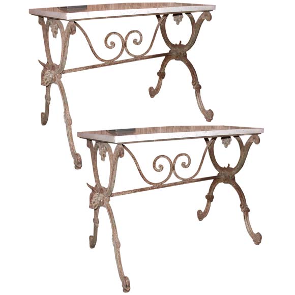 Pair of Cast Iron Cattle Head Butcher's Tables For Sale at 1stDibs