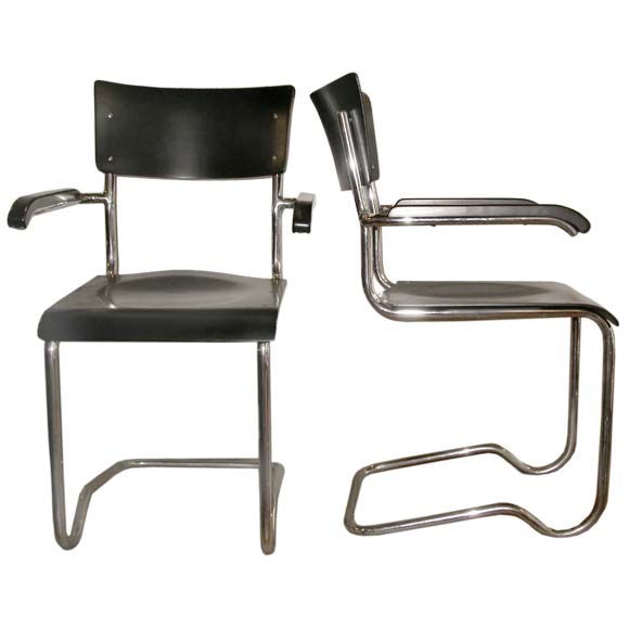 Pair of 1930's Chrome Metal Tube Frame Chairs For Sale at 1stDibs