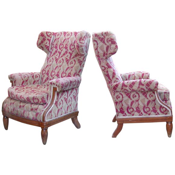 Pair of Pullman Wing Back Armchairs For Sale at 1stDibs