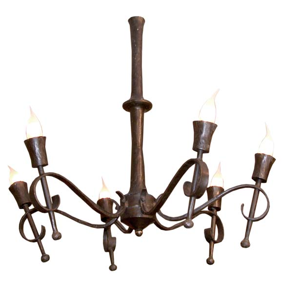 Scrolled Branch Torch Ceiling Light For Sale at 1stDibs