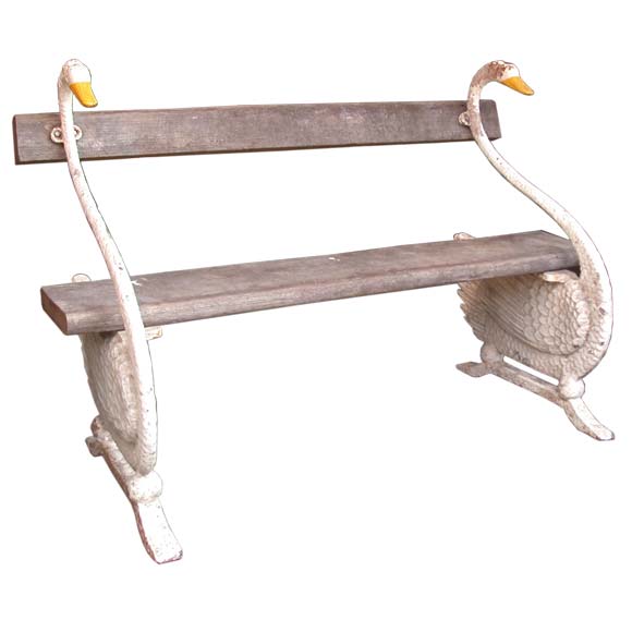 Swan Garden Bench For Sale at 1stDibs