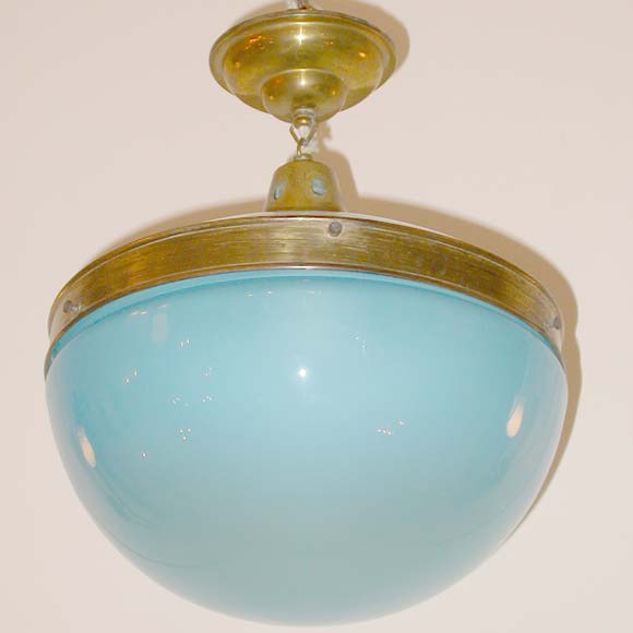 Turquoise Blue Opaline Blue Lantern Ceiling Light For Sale at 1stDibs