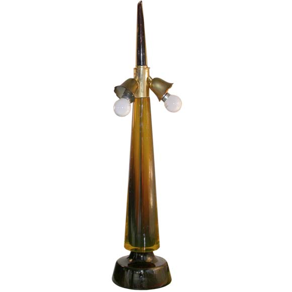 Murano Amber-Toffee Cone Table Lamp For Sale at 1stDibs