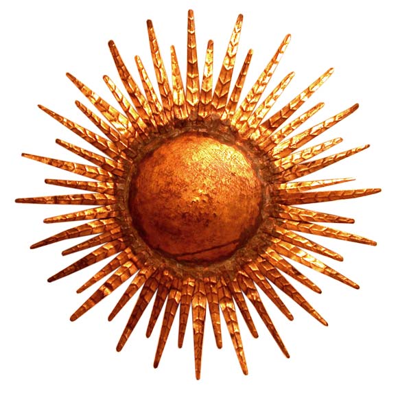 Gold Metal Sun Ceiling Light For Sale at 1stDibs