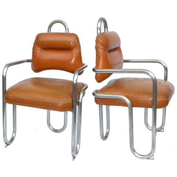 Pair of Bent Tube Frame Chairs by Kwok Hoi Chan For Sale at 1stDibs