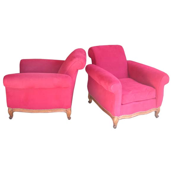 Pair of Crushed Raspberry Armchairs For Sale at 1stDibs