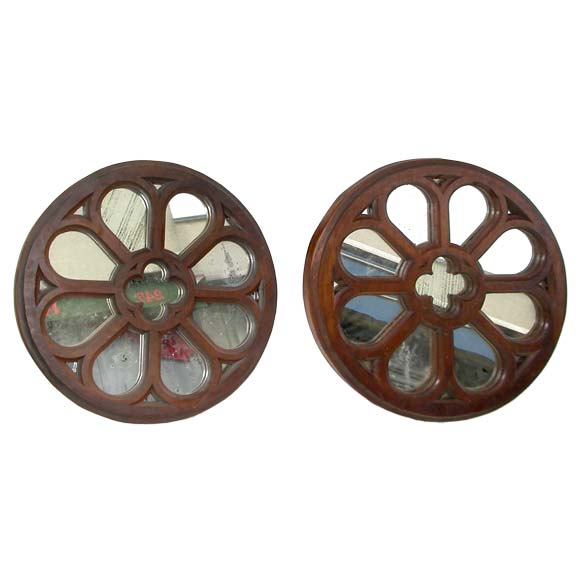 Pair of Round Gothic Mirrors For Sale at 1stDibs