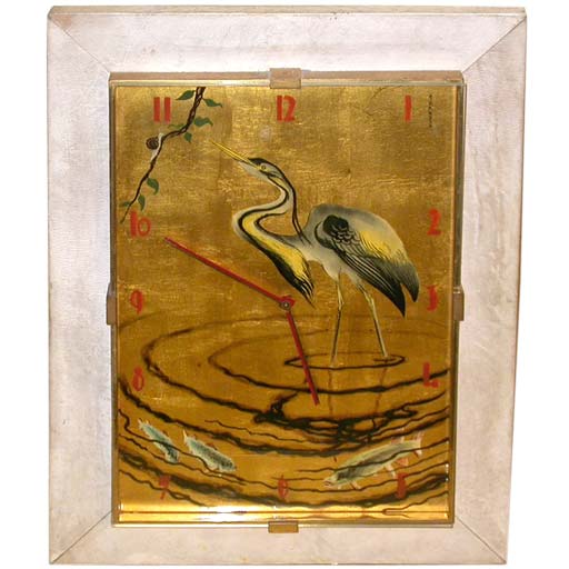 Lacquered Heron Clock Panel For Sale at 1stDibs