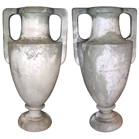 Pair of Weathered Solid Marble Amphora Finials For Sale at 1stDibs