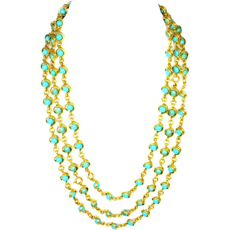 Van Cleef and Arpels 1960's Turquoise Bead Necklace at 1stDibs