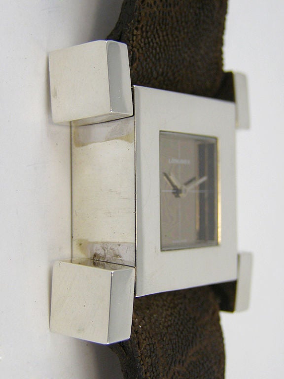 Longines Serge Mazon Sterling Silver Hinged Case 1970s at 1stDibs
