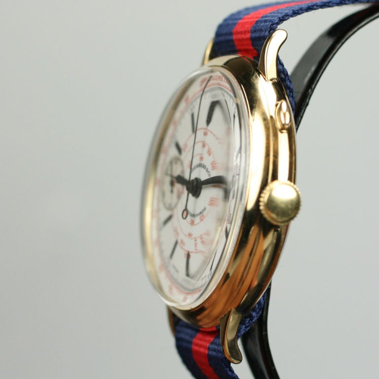 Eberhard and Co. One Button Chronograph in 18K Yellow Gold at 1stDibs