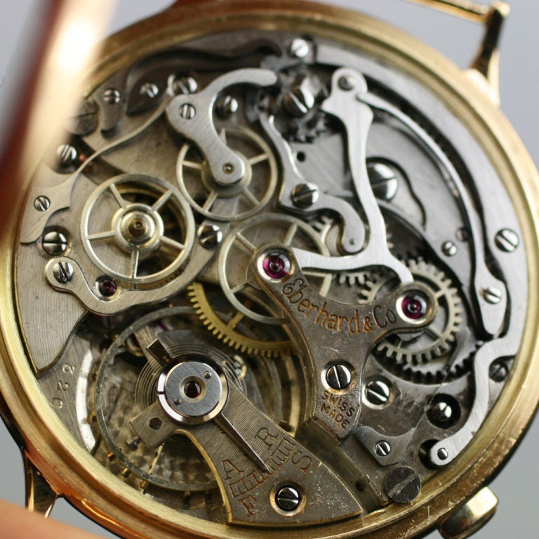 Eberhard and Co. One Button Chronograph in 18K Yellow Gold at 1stDibs