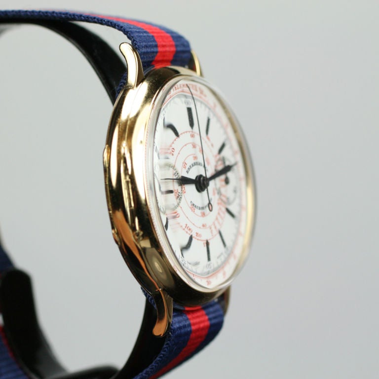 Eberhard and Co. One Button Chronograph in 18K Yellow Gold at 1stDibs