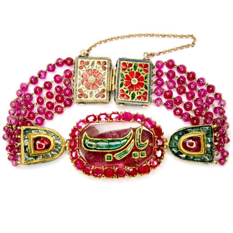 Ruby And Emerald Indian Bracelet at 1stDibs