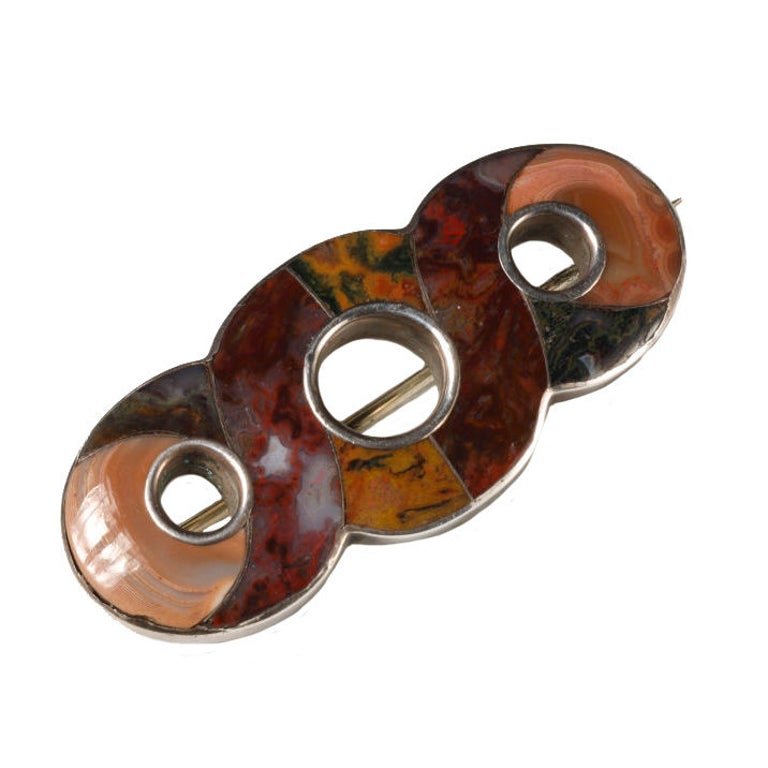 Serpentine Scottish Agate Brooch For Sale at 1stDibs