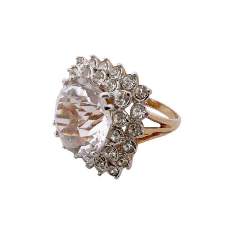 Crystal Rhinestone Cocktail Ring at 1stDibs