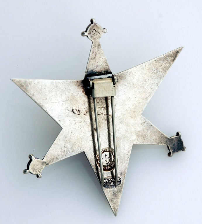 Spratling Star Pin 6 Points Sterling Silver and Amethysts For Sale at ...