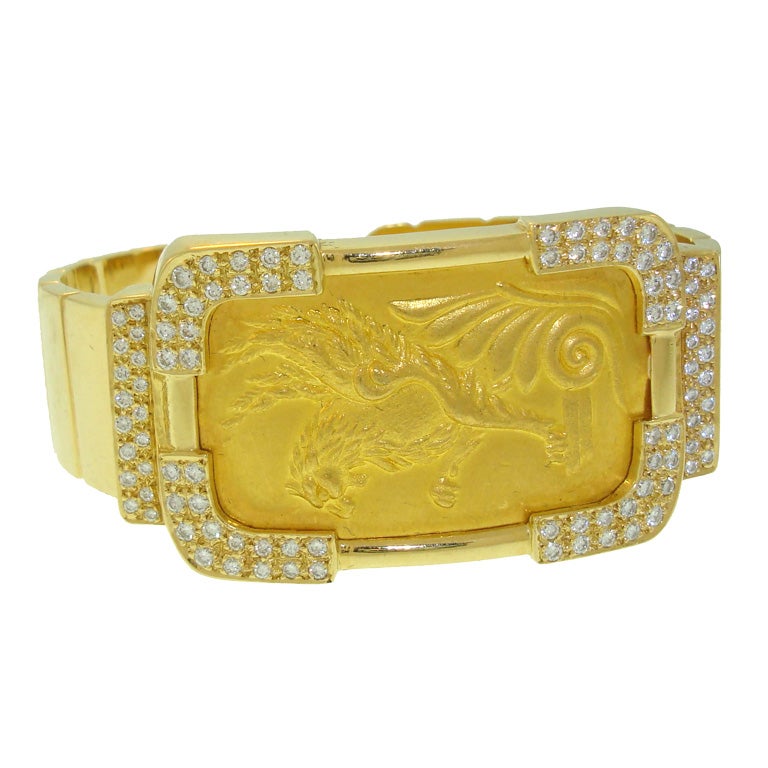 Signed Etros and Takis 22K gold bracelet. For Sale at 1stDibs