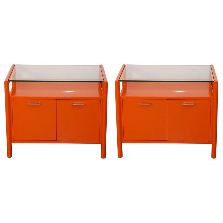 2 Orange Lacquered Side Tables at 1stDibs