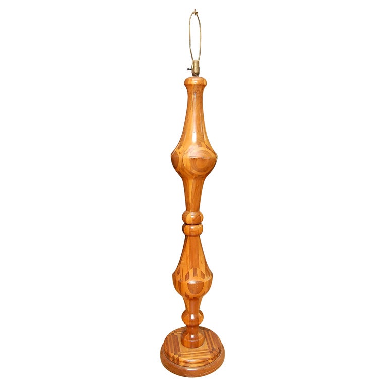 Intricate Multi Layered Wood Inlay Floor Lamp at 1stDibs