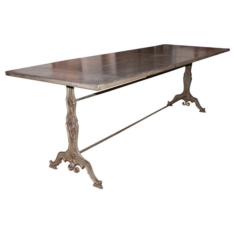 Tin Topped Dining Table at 1stDibs